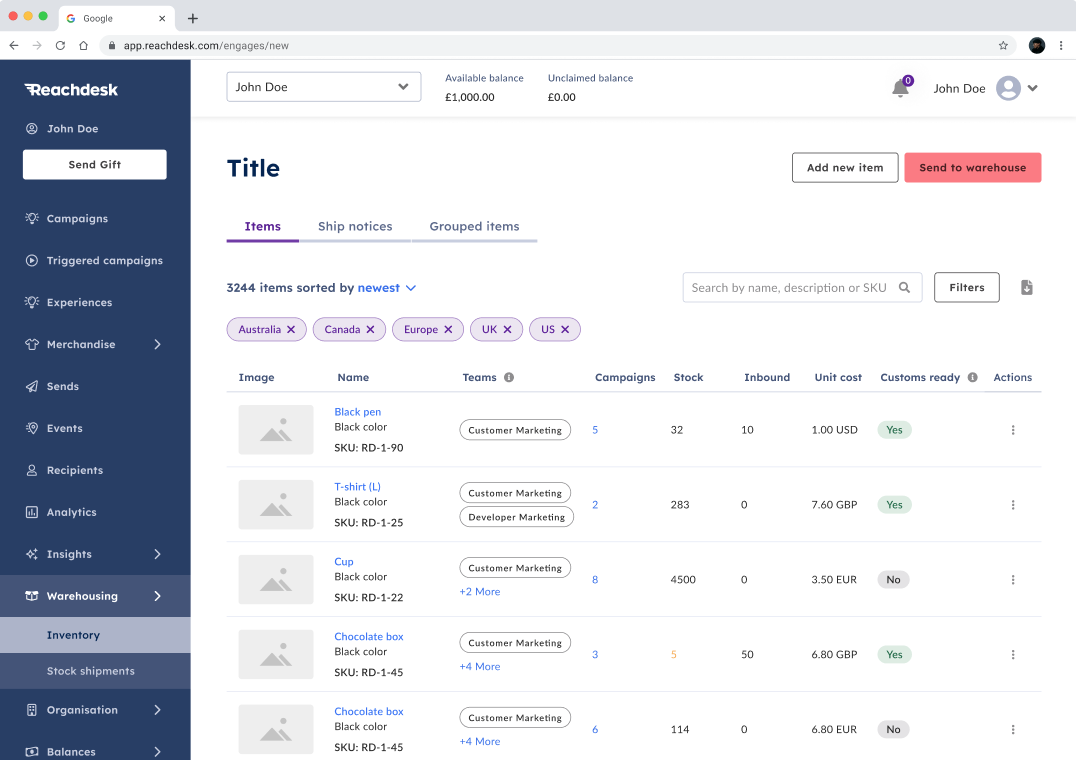 Warehousing redesign – Reachdesk Knowledge base
