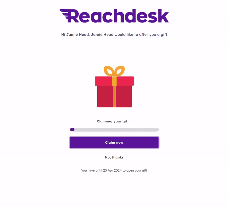 New eGift unwrapping experience – Reachdesk Knowledge base
