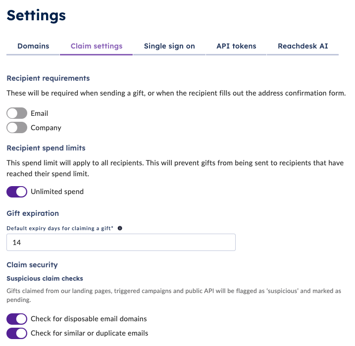 Configure suspicious claim checks and email/domain blocking – Reachdesk ...