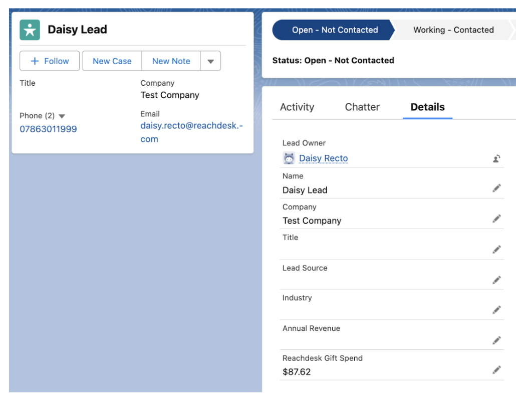 Sync gift spend to a Contact, Lead or Campaign Member in Salesforce – Reachdesk Knowledge base