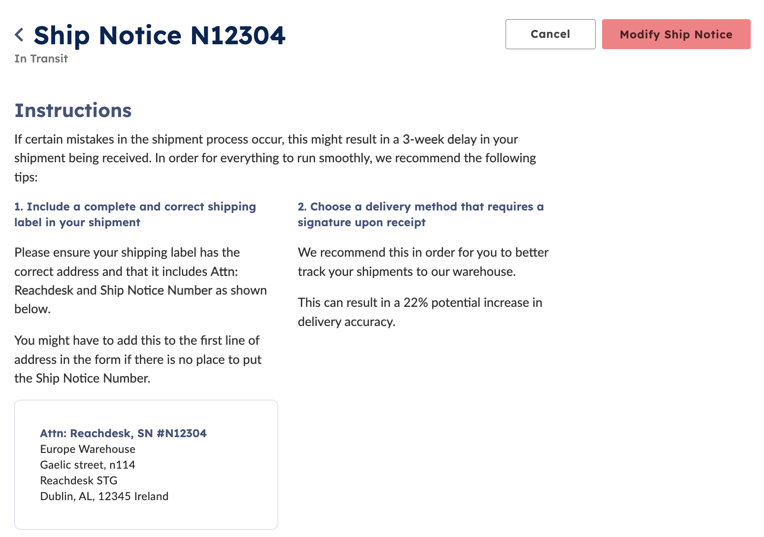 How to send items to our warehouse – Reachdesk Knowledge base