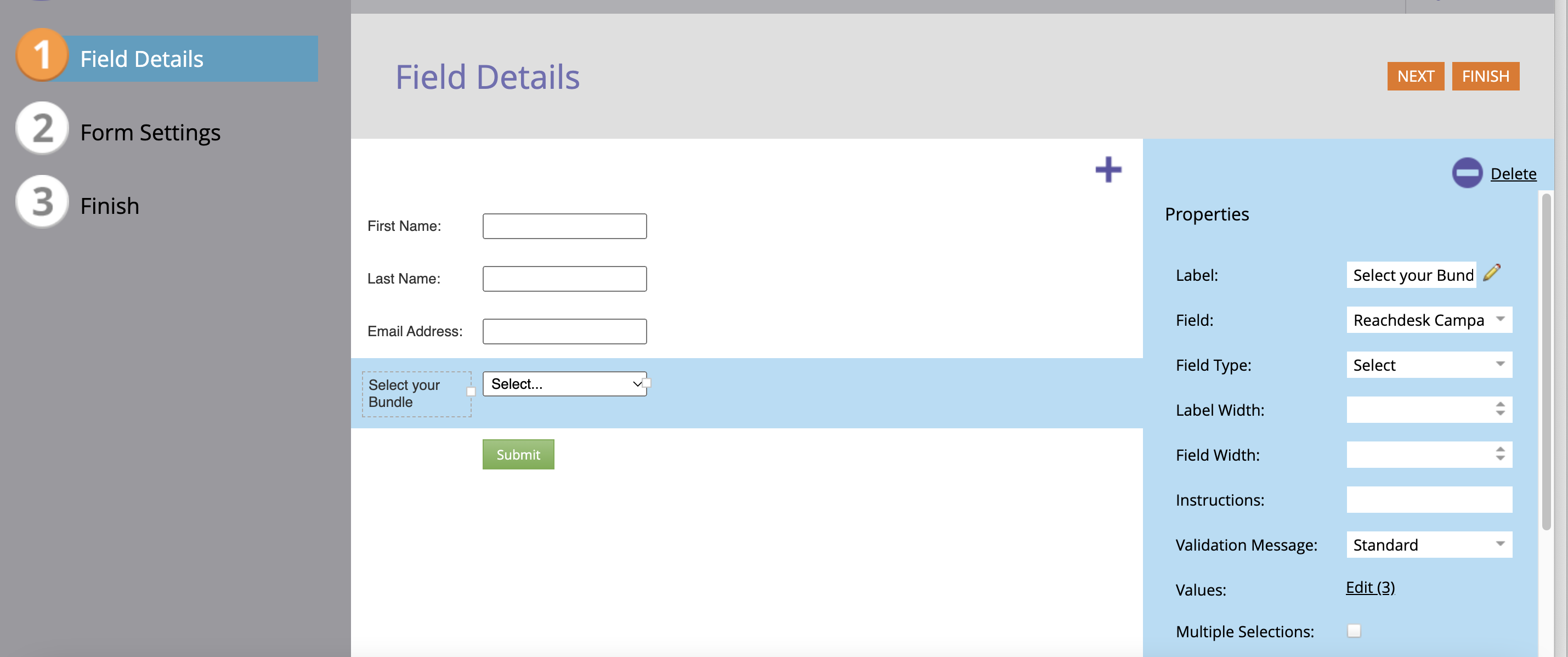 Let recipients choose a physical gift on your landing page using a ...